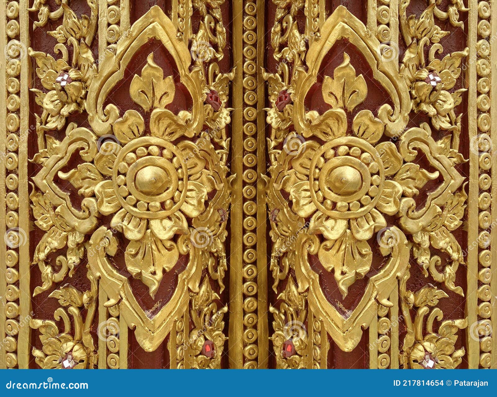 Thai Traditional Flower or Kanok Pattern Design Wall for Temple. Stock ...