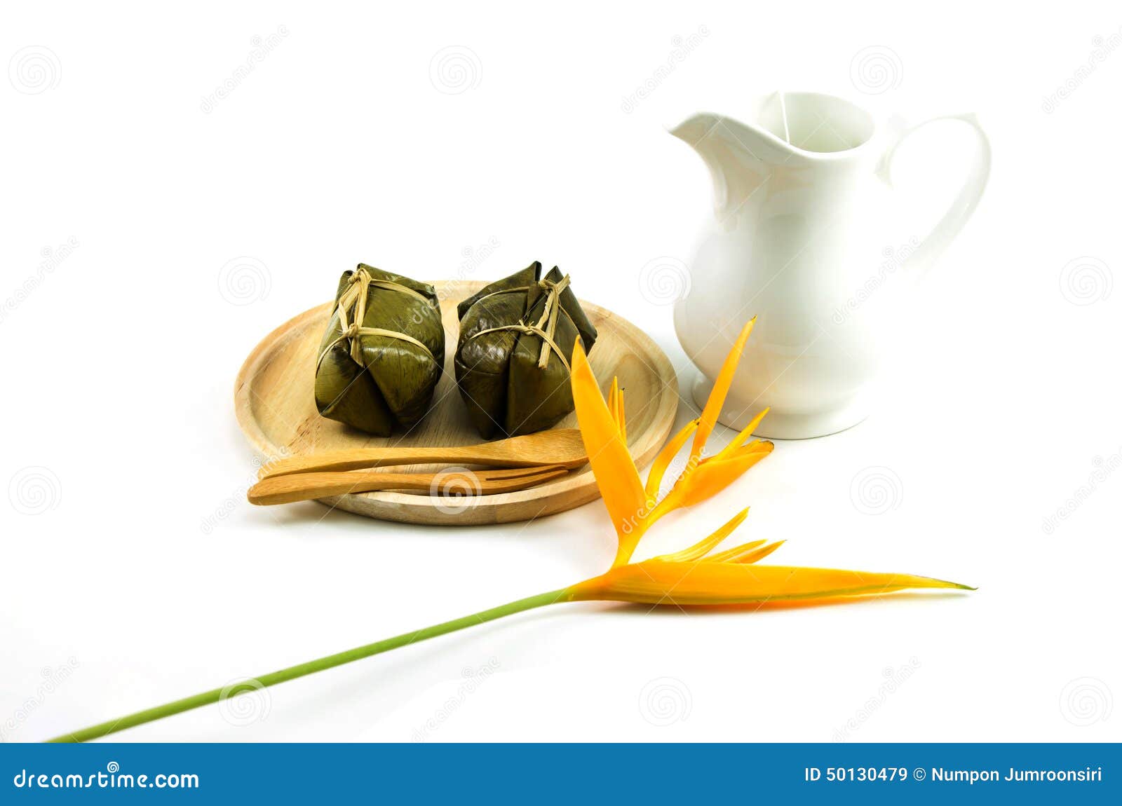 Thai Traditional Sticky Rice Dessert in Banana Leaf Packaging. Stock ...