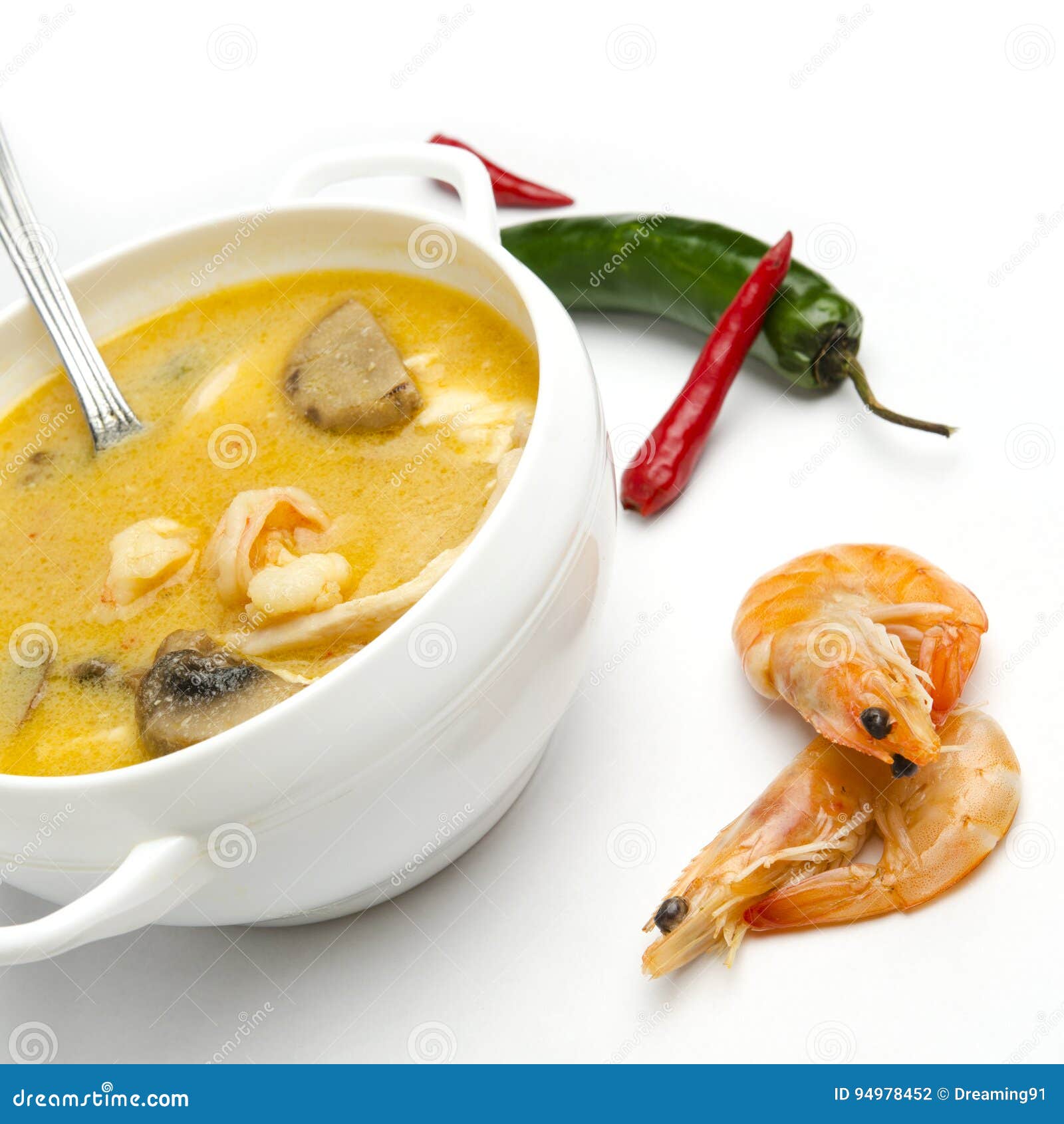 Thai Traditional Tom Yan Soup with Seafood Stock Photo - Image of ...
