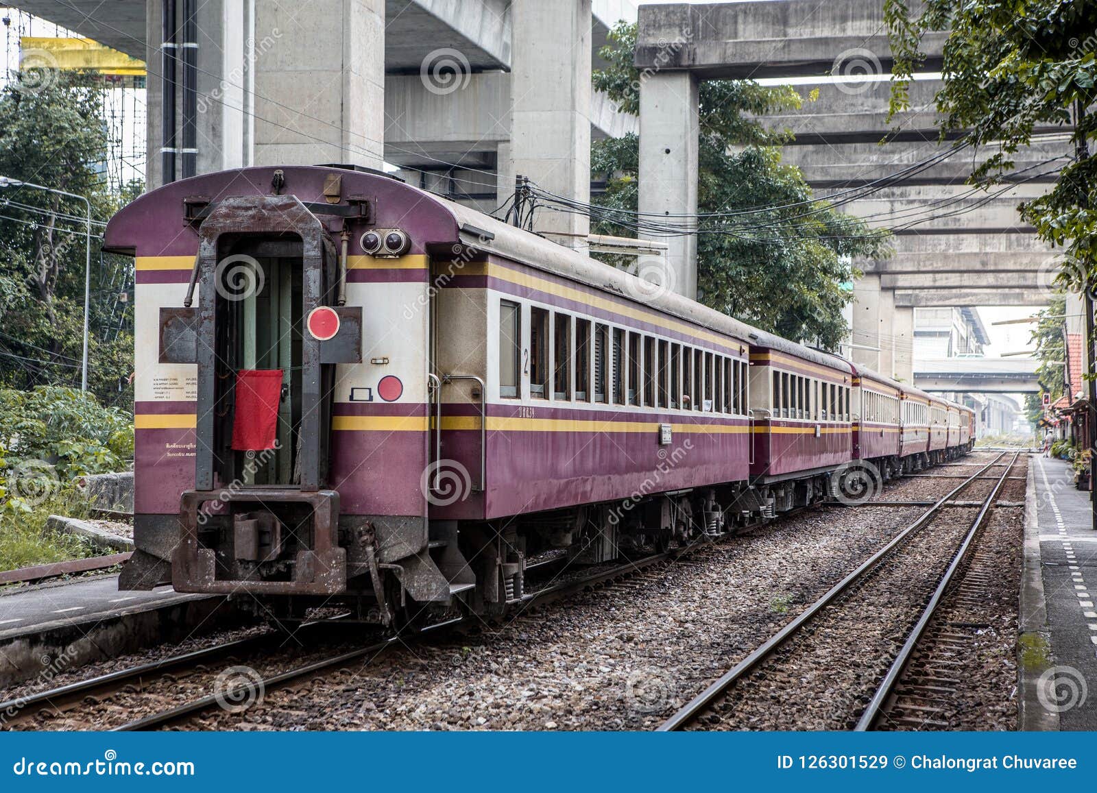 Thai Train on the rails stock image. Image of rail, link - 126301529