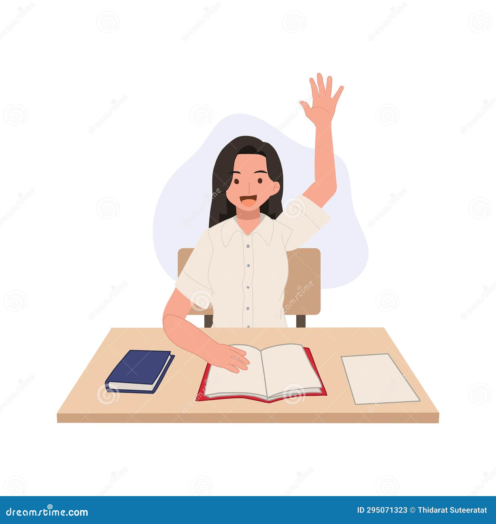 Thai University Student In Uniform Is, Wai For Begging Or Vow Cartoon ...