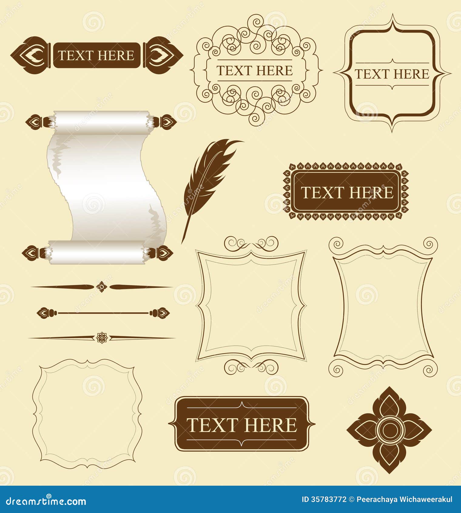 Thai vintage frame set stock vector. Illustration of calligraphy - 35783772