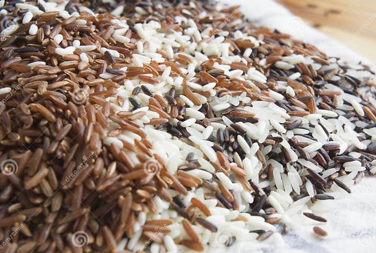 Thai Whole Grain White Rice on Cloth Stock Photo - Image of food ...