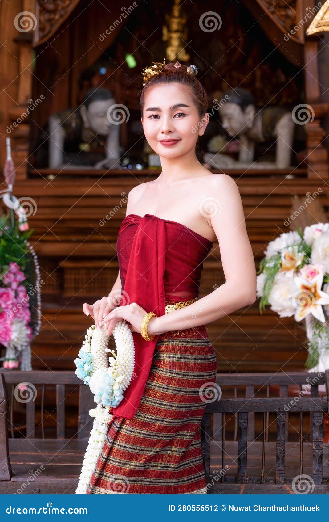 Traditional Northern Thailand Style Naga Shaped Sculpture Royalty Free