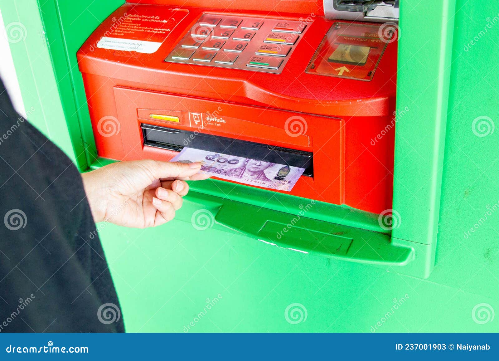 Thai Woman Pull Bank Note from the ATM Stock Image - Image of code ...