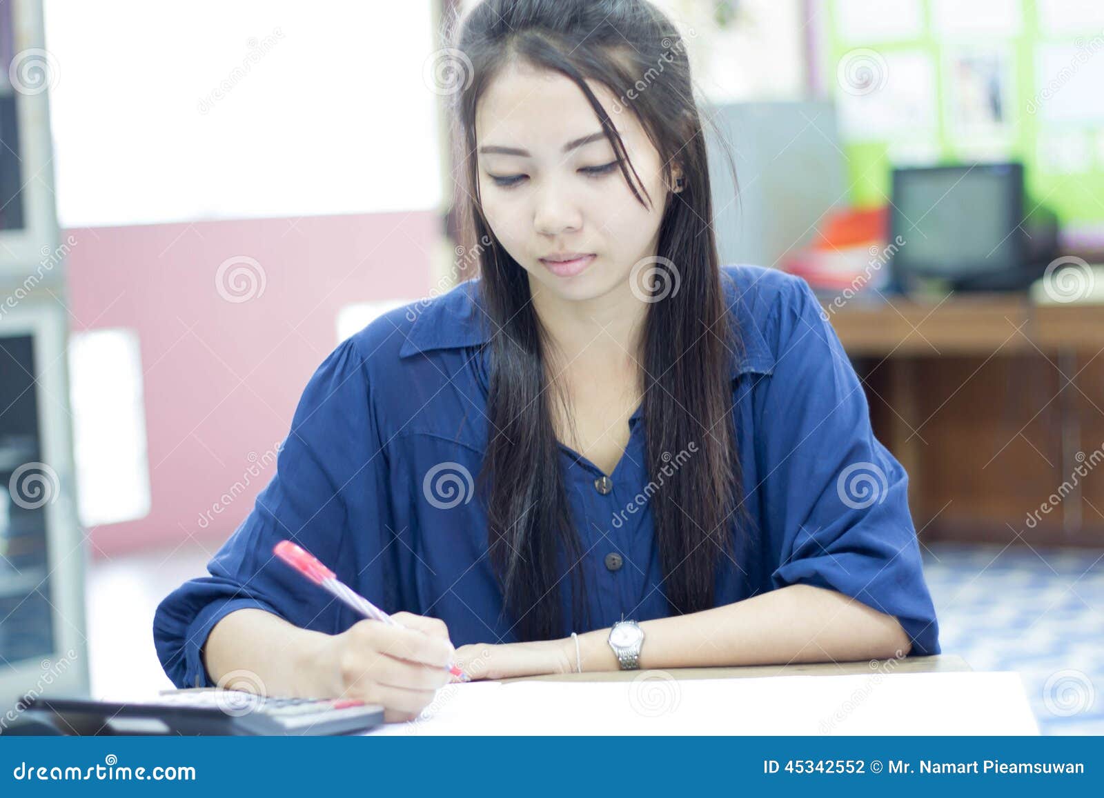 Thai woman working stock photo. Image of chair, business - 45342552