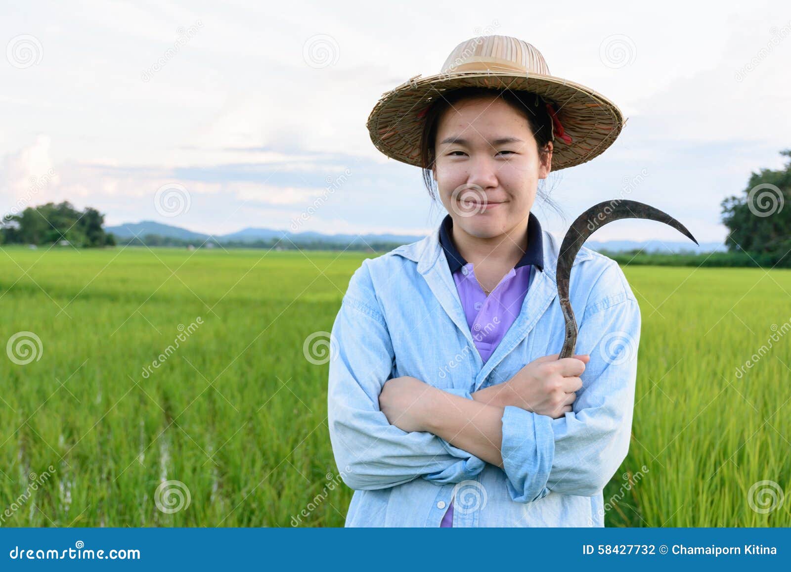 Thai Women Farmer with Sickle in Hand Editorial Photography - Image of ...