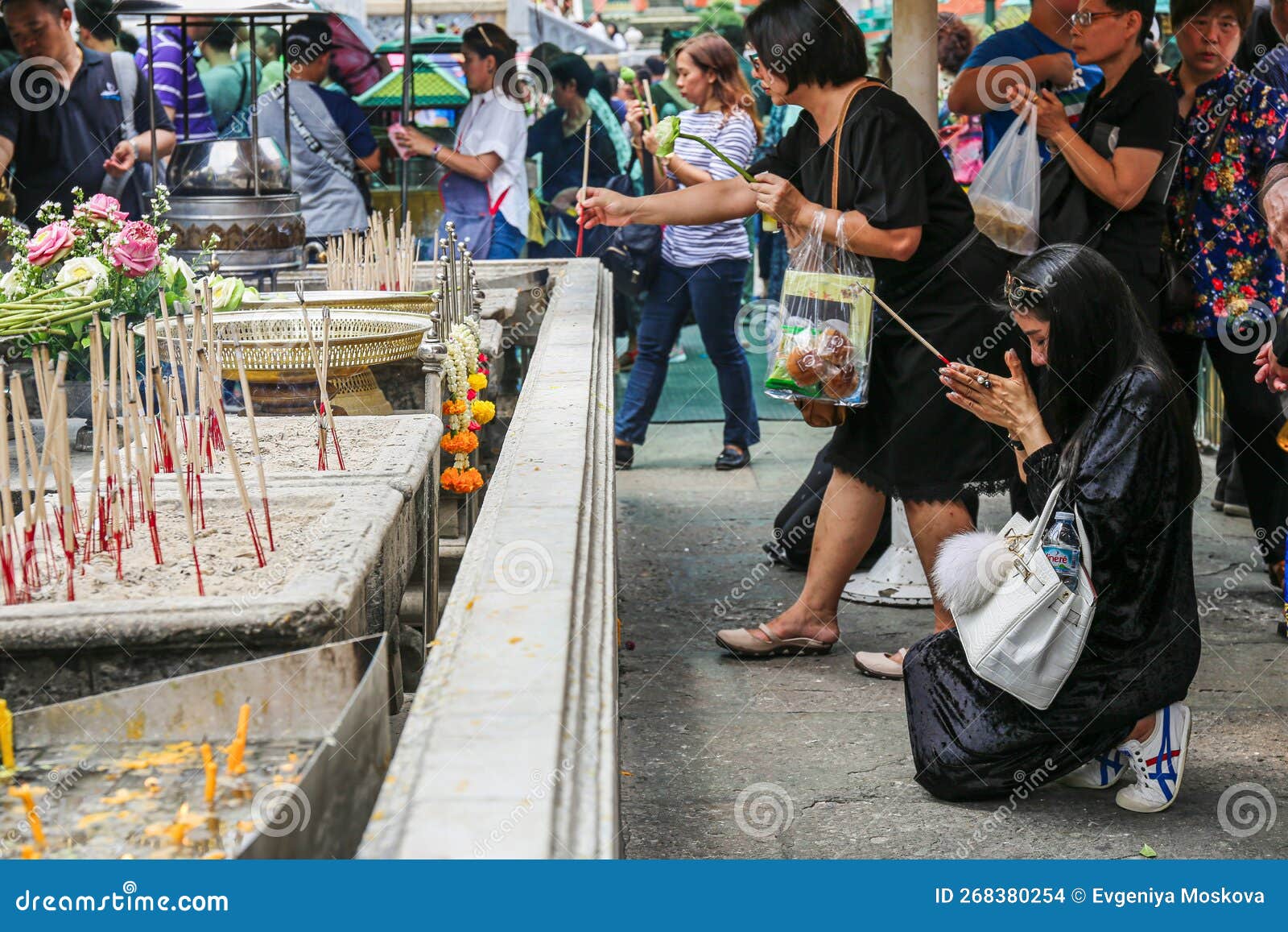 Thai Women Praying Buddhist Ceremony Thailand Bangkok 11 18 2019