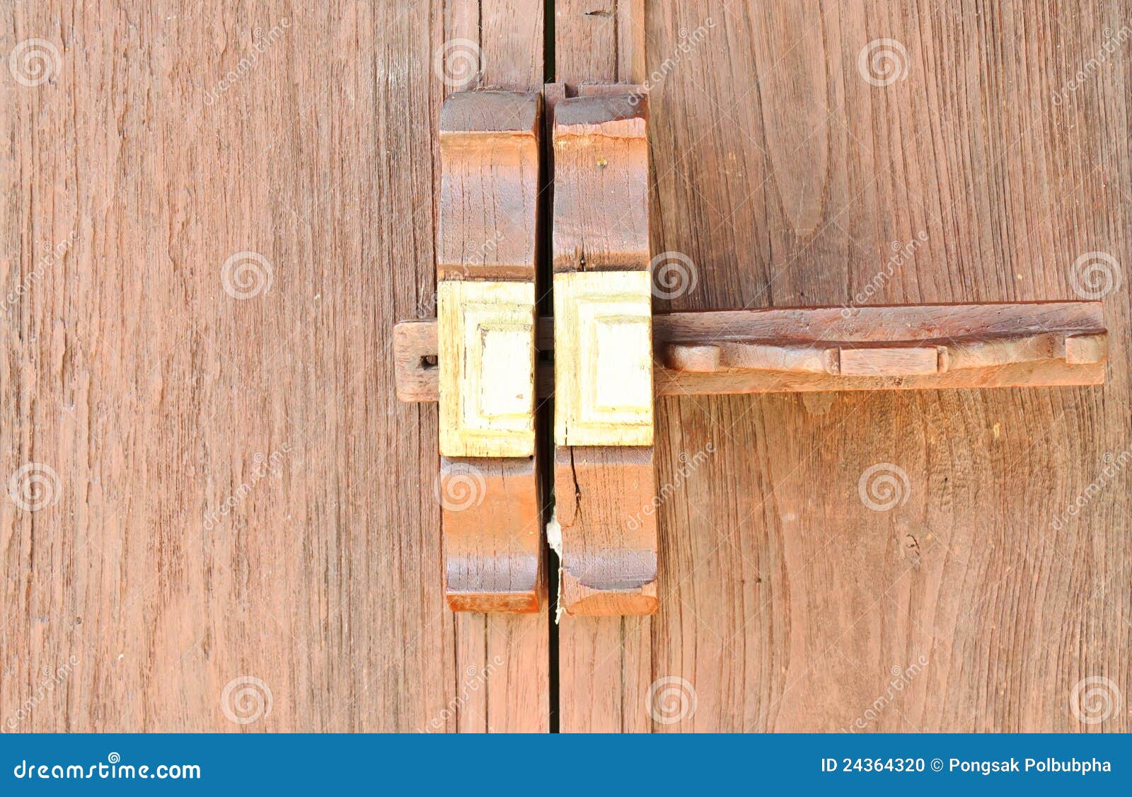 Thai wooden lock stock photo. Image of doorway, design - 24364320