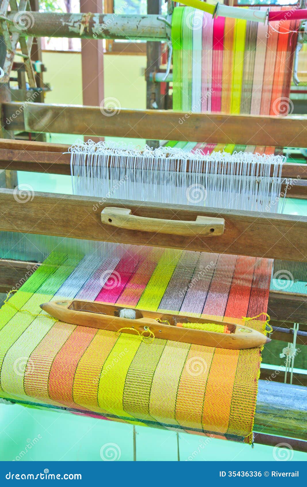Thai woven silk machine stock photo. Image of native - 35436336