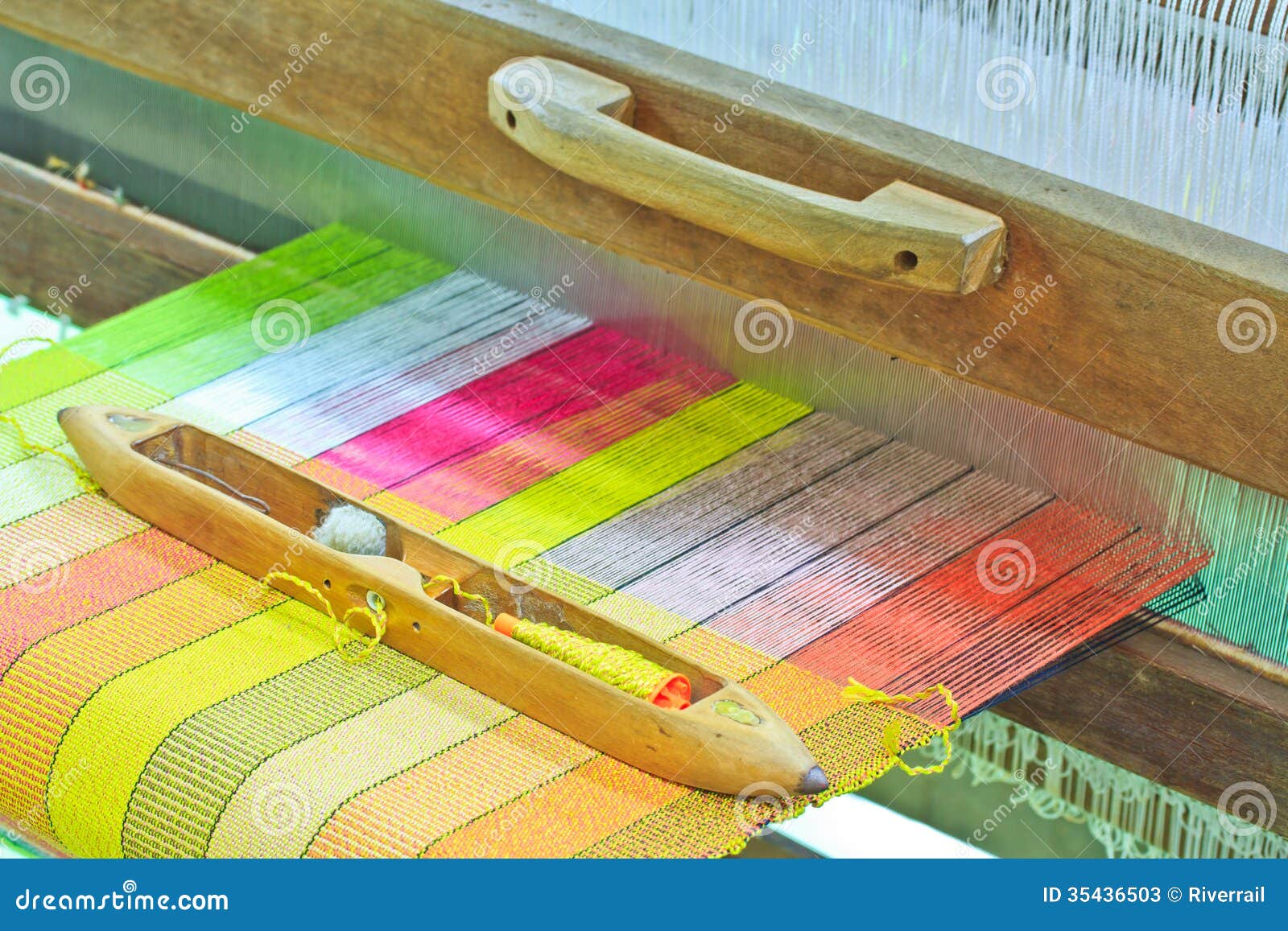 Thai woven silk machine stock image. Image of colourful - 35436503