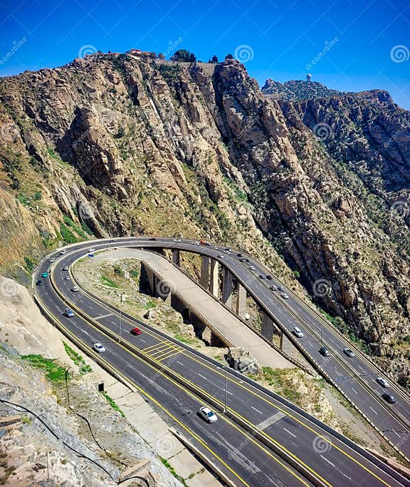 View of the Winding Road in the Al Hada Thaif Mountains from the Cable ...