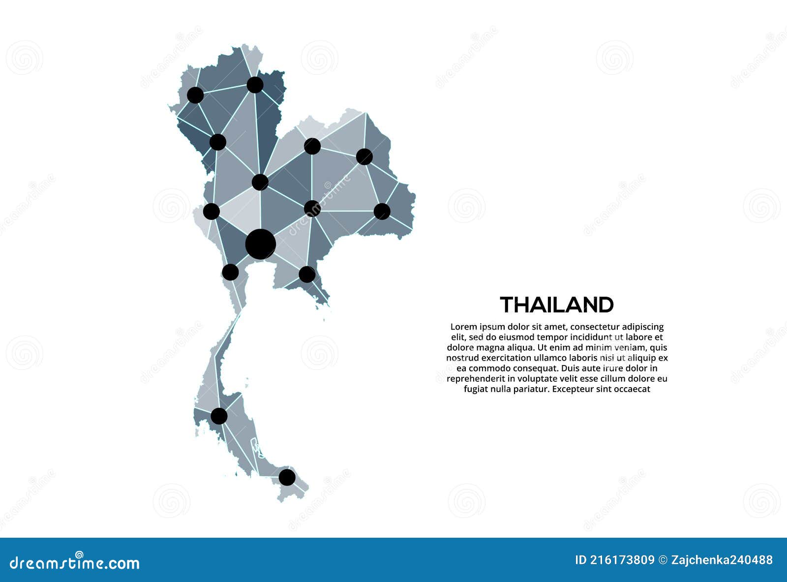 Thailand Communication Network Map. Vector Image of a Low Poly Global ...