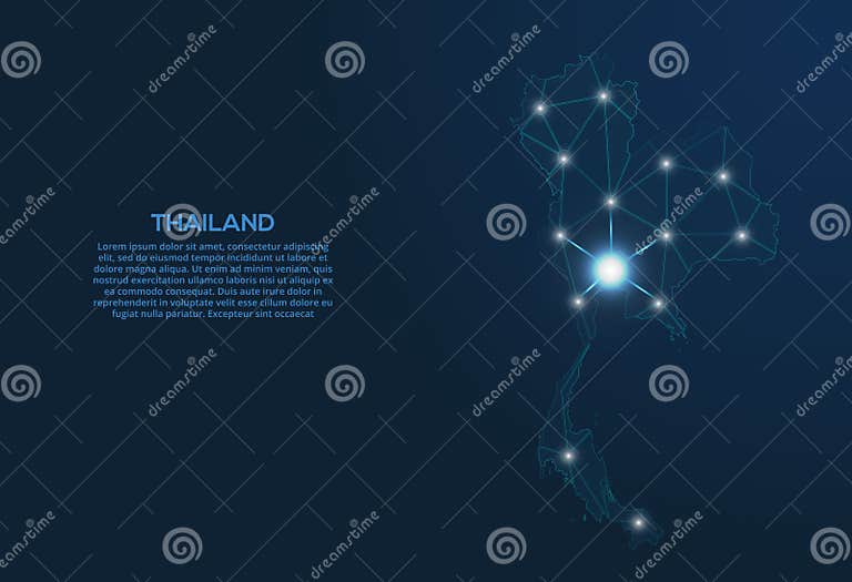 Thailand Communication Network Map. Vector Low Poly Image of a Global ...