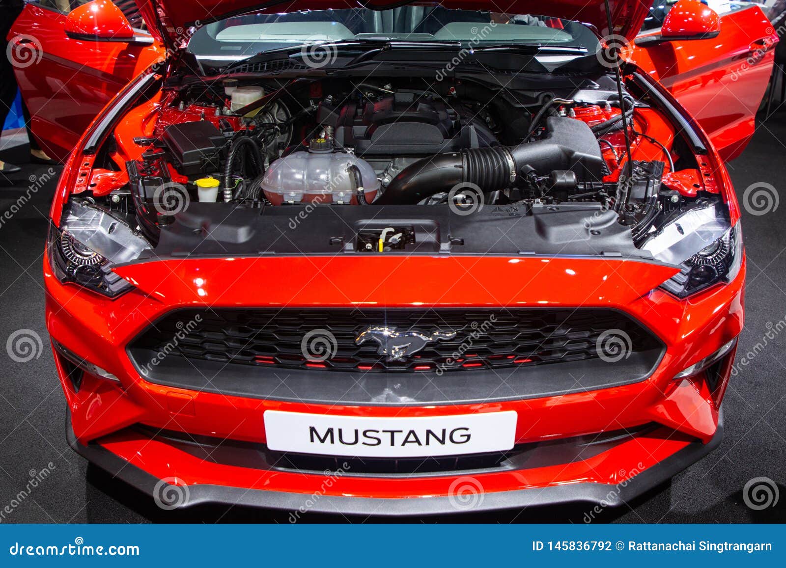 Thailand - Dec , 2018: Ford Mustang GT Front View Car . Close Up Engine ...