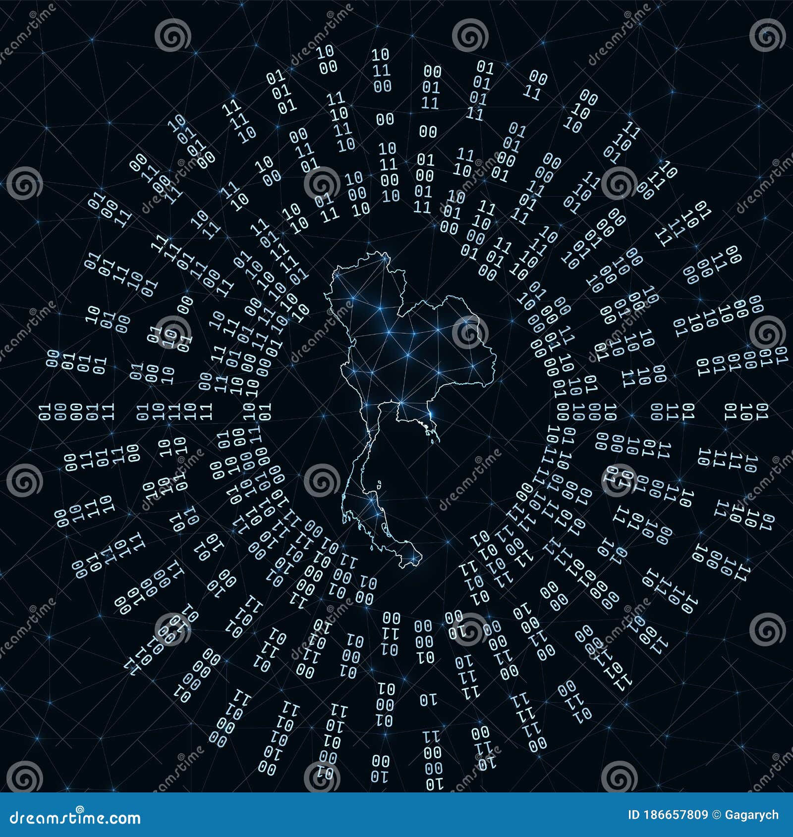 Thailand digital map. stock vector. Illustration of computing - 186657809
