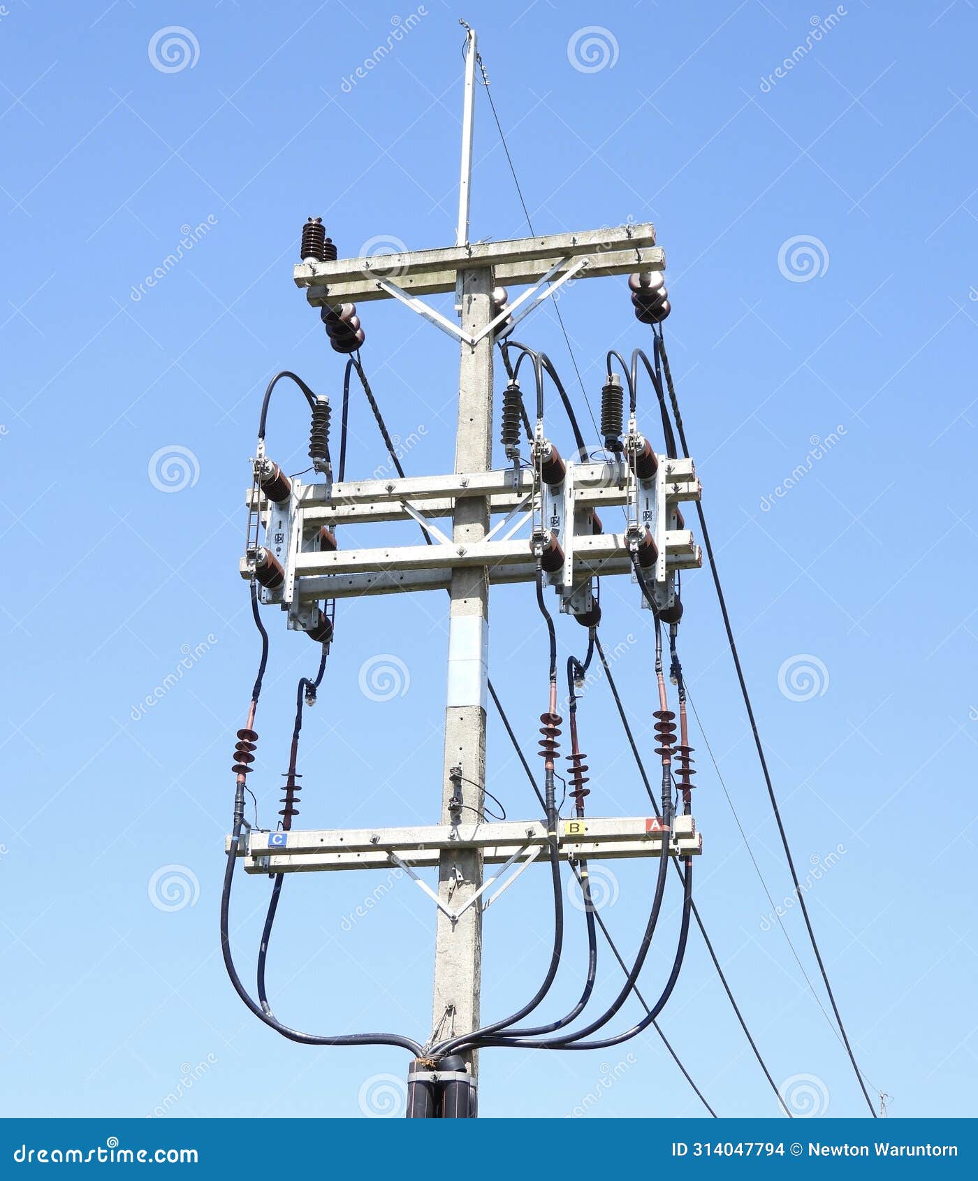 Underground Cable Riser Pole for Distribution System Stock Photo ...