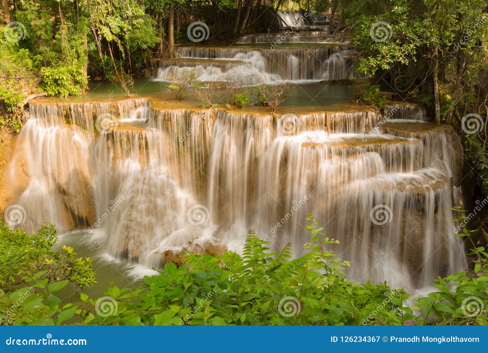 Thailand Famous Multiple Layer Waterfall Stock Image - Image of ...