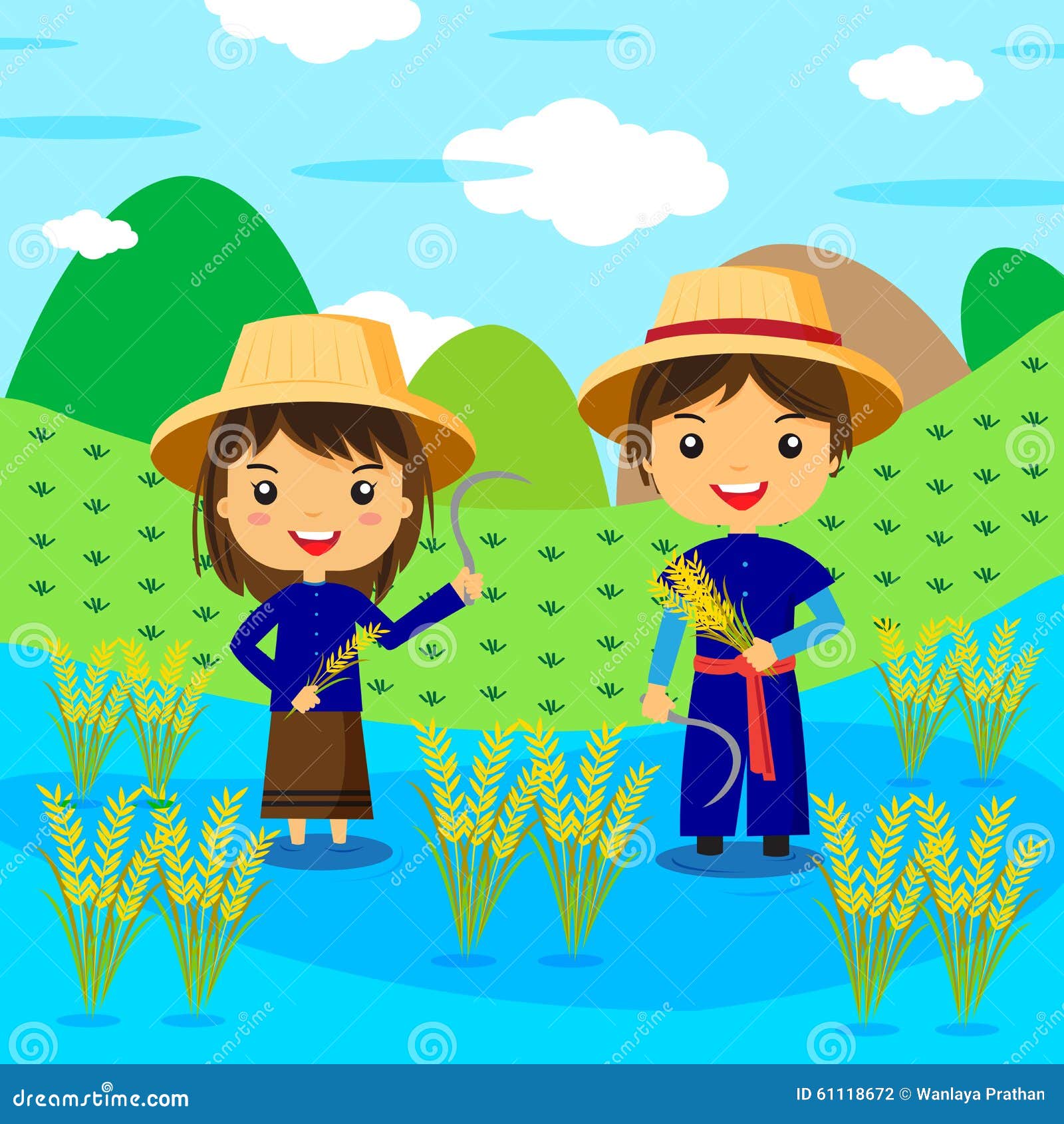 Thailand farmer stock vector. Illustration of farm, asian - 61118672