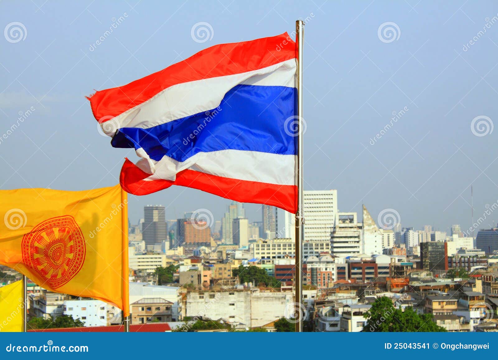 Thailand Flag and Buddhist Flag Stock Image - Image of traditional ...