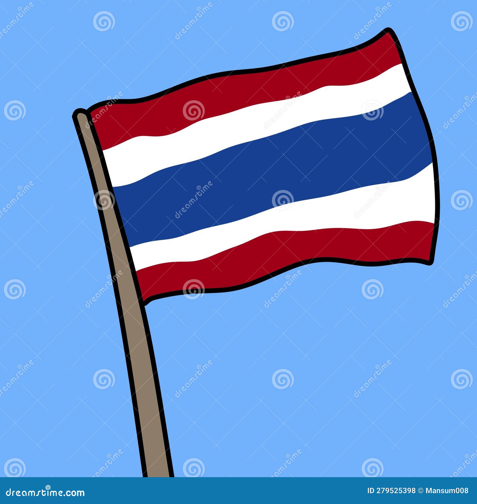 Thailand Flag Cartoon on Blue Background Stock Illustration ...