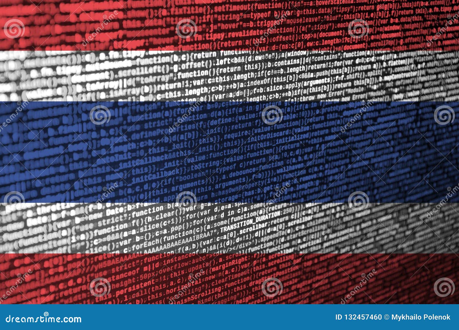 Thailand Flag is Depicted on the Screen with the Program Code. the ...