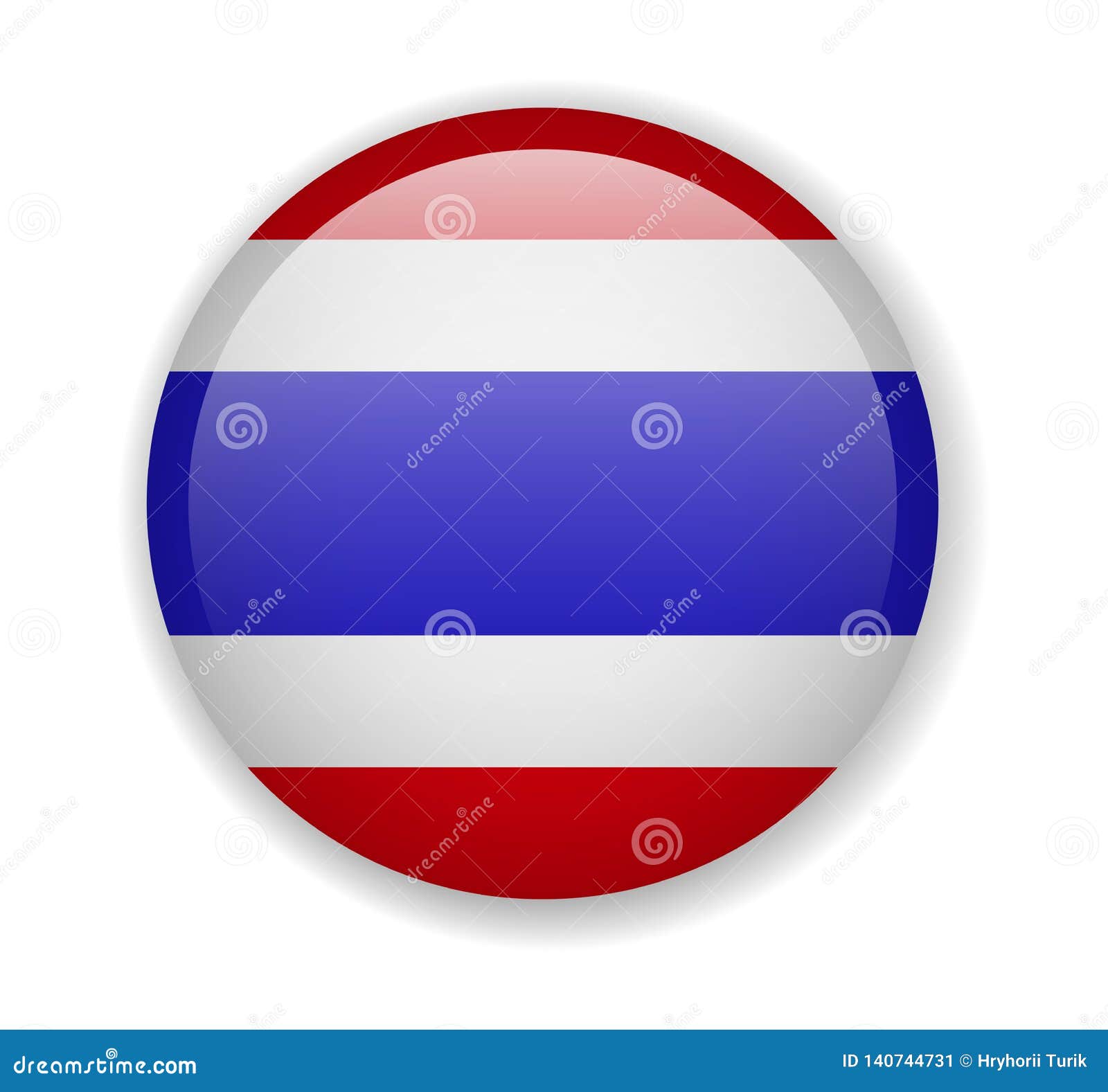 Thailand Flag Round Bright Icon on a White Background Stock ...