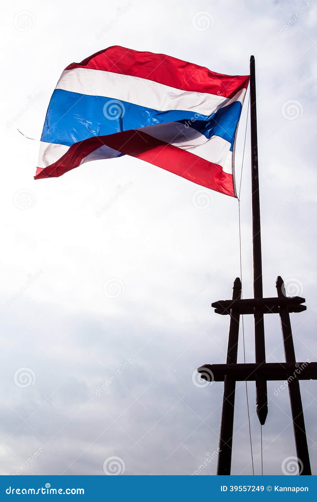 Thailand Flag Wave Flying on Dark Sky Stock Image - Image of color ...