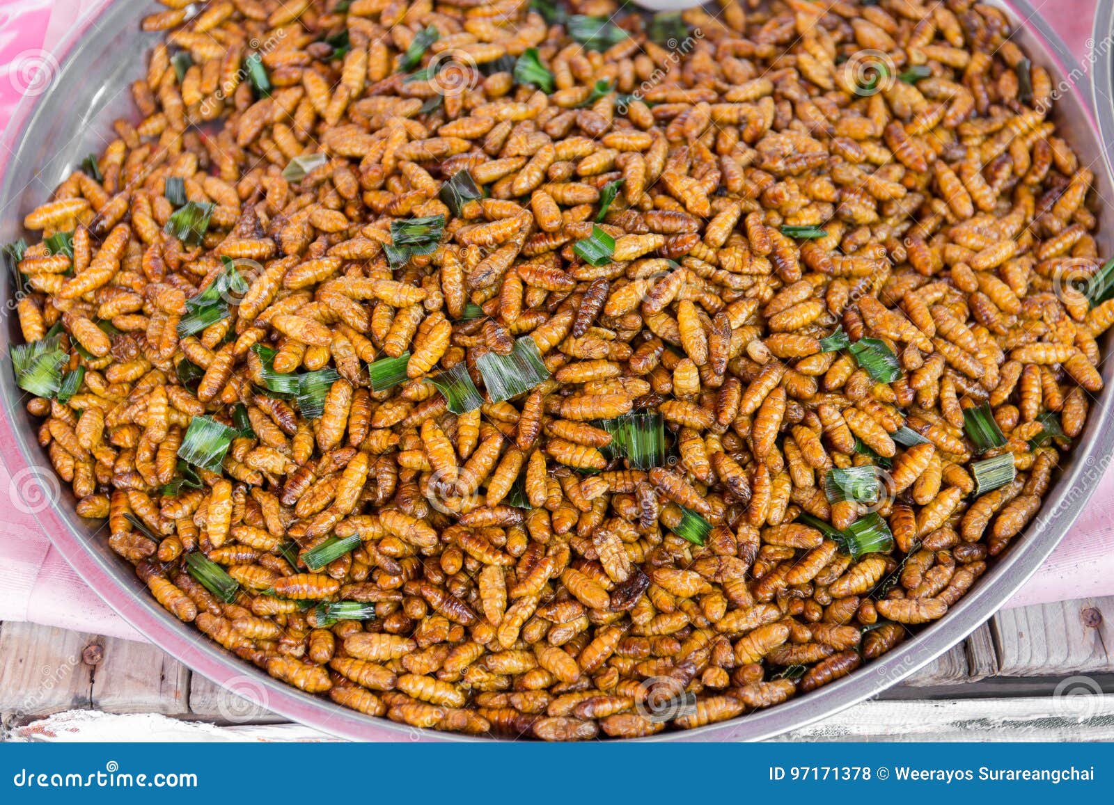 Thailand Fried Insects Placed on the Market. Stock Photo - Image of ...