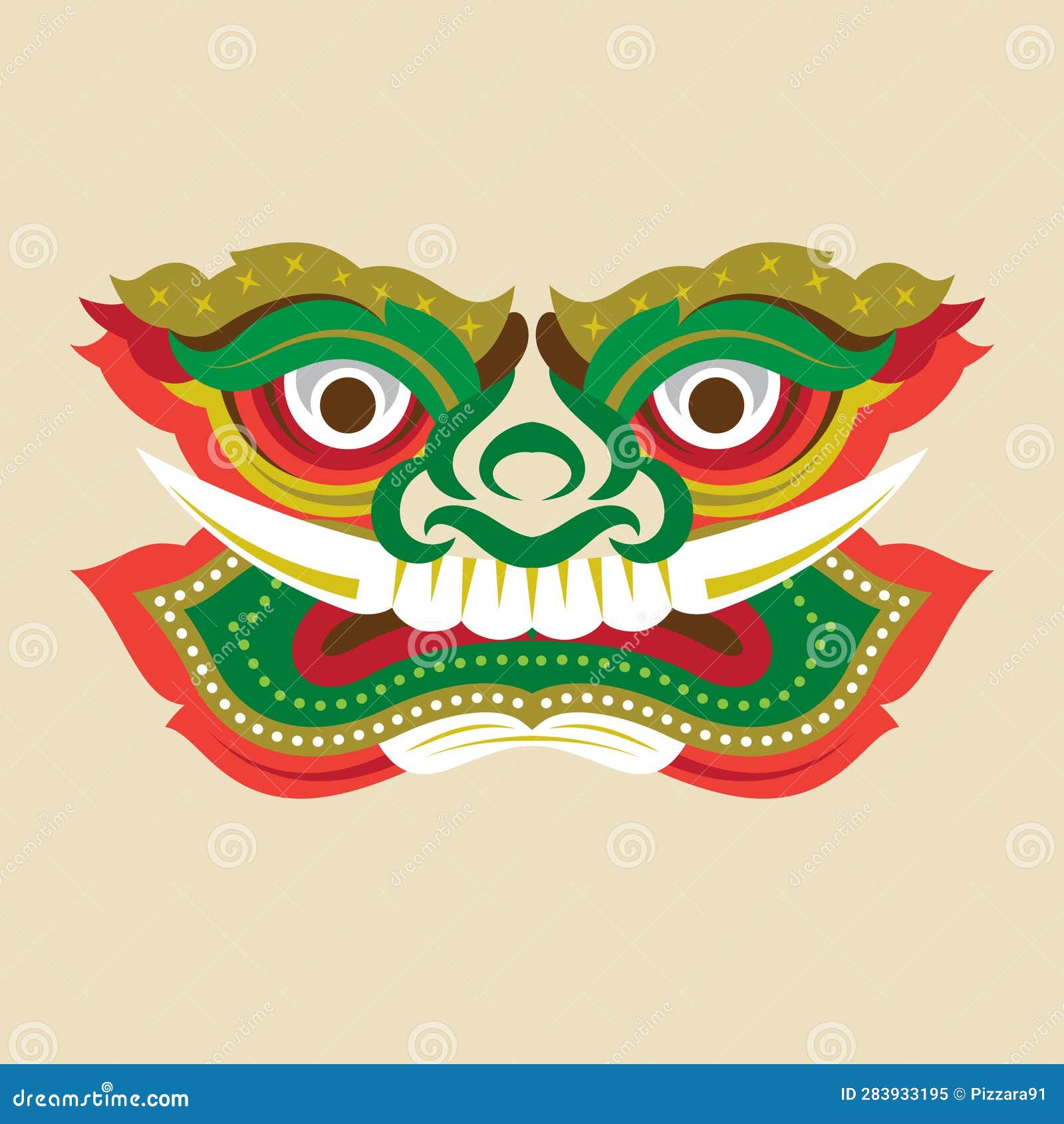 Thailand Giant Yak Face Graphic Pattern Design Element Vector ...