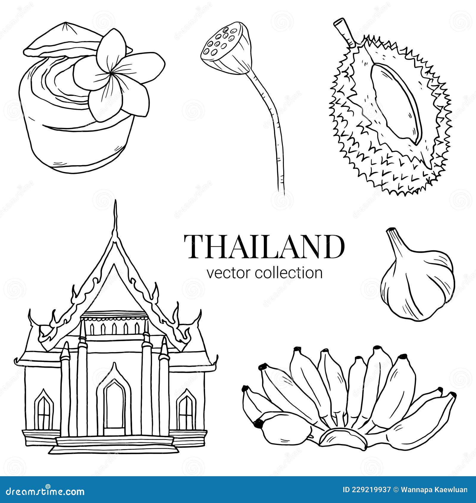 Thailand hand draw doodle stock vector. Illustration of elements ...