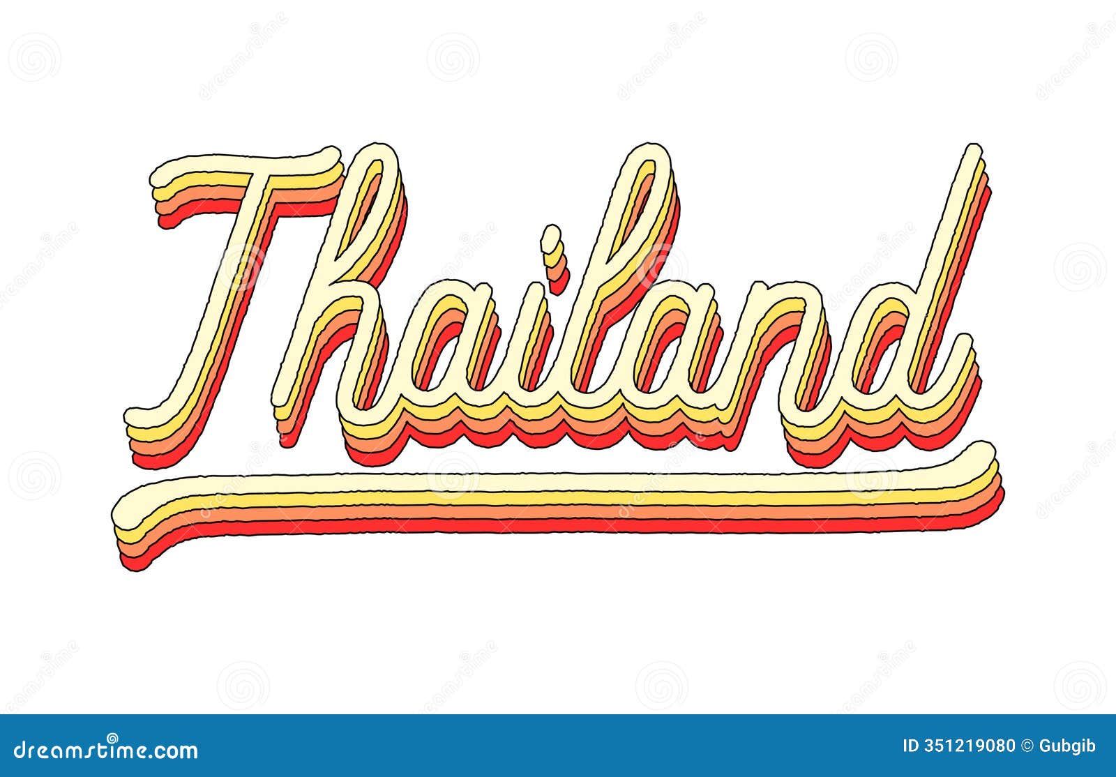 Thailand Hand Lettering In Thai Language With 3d Isometric Effect And ...