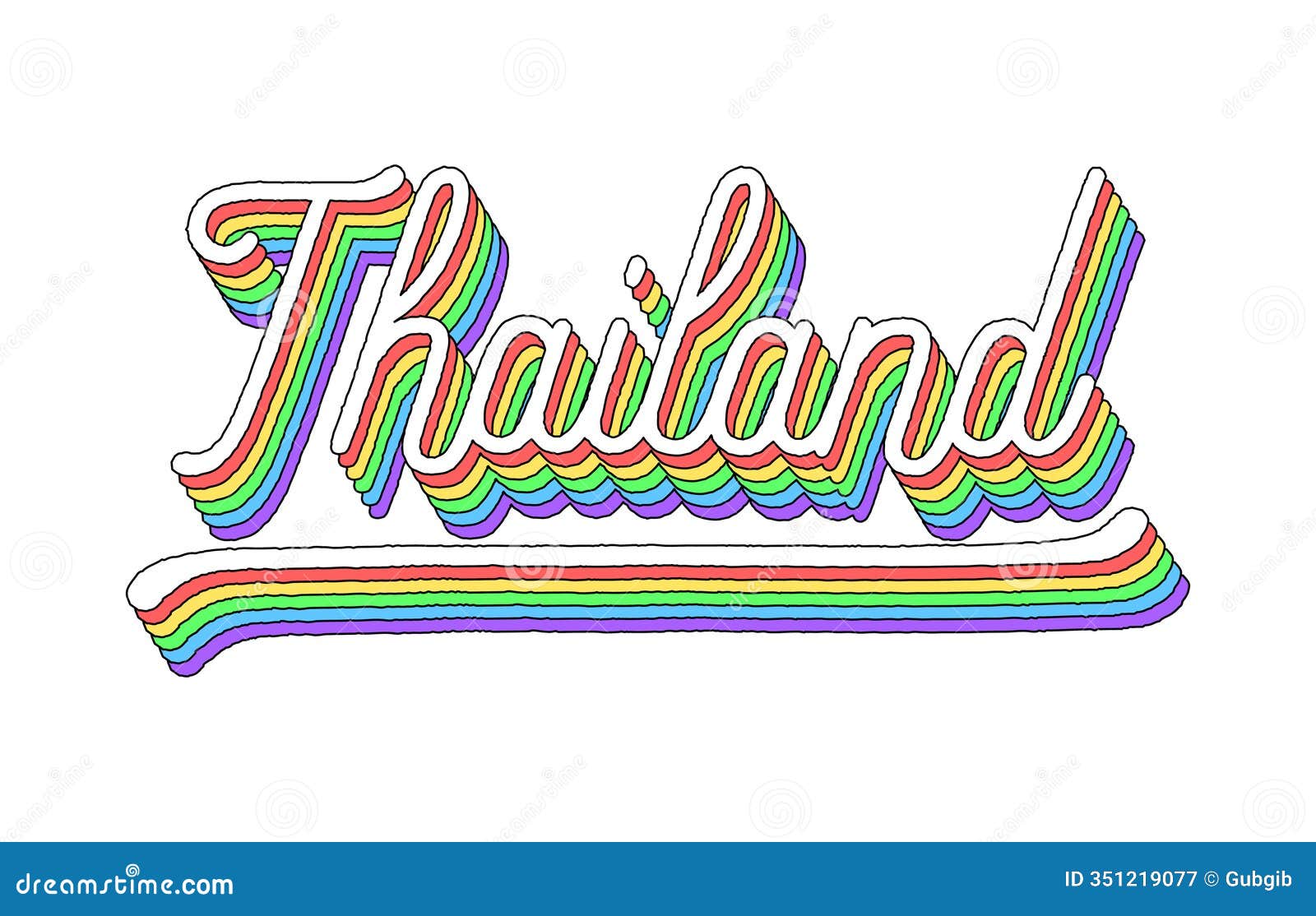 Thailand Hand Lettering In Thai Language With 3d Isometric Effect And ...