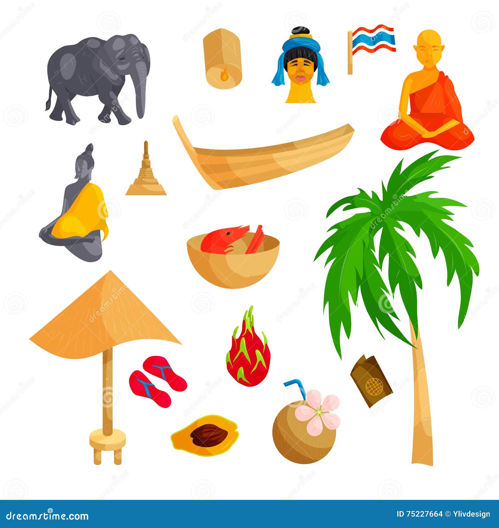 Thailand Icons And Symbols Set Vector Illustration | CartoonDealer.com ...