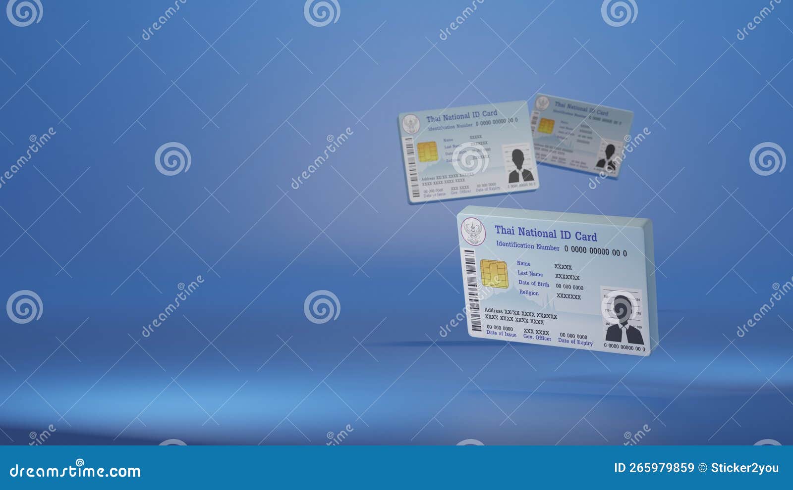 Thailand Id Card. Isometric of Thailand Id Card 3d Rendering Stock ...
