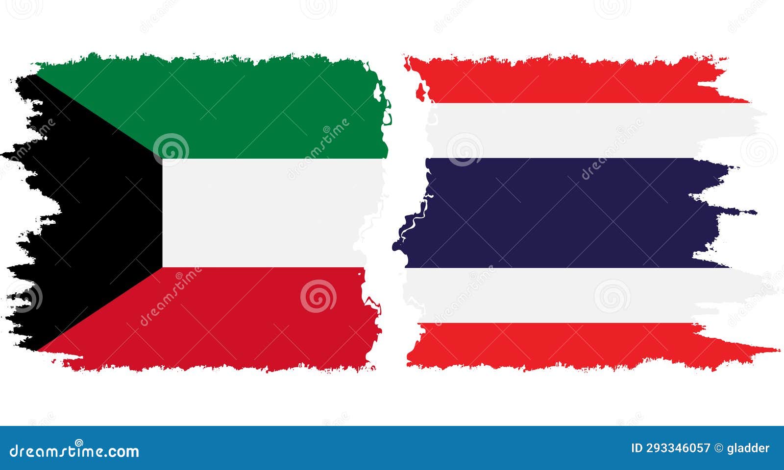 Thailand and Kuwait Grunge Flags Connection Vector Stock Illustration ...