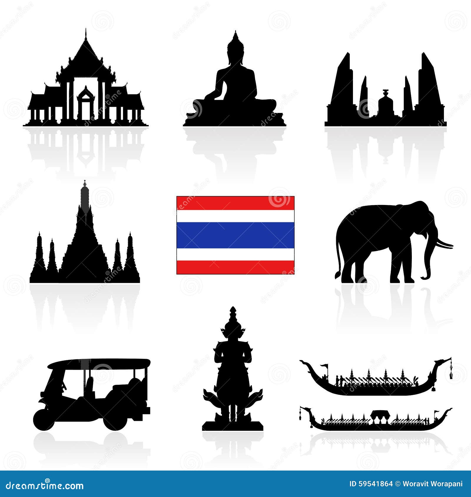 Thailand Landmarks Icon Set. Stock Vector - Illustration of antique ... Thailand Landmarks Icon Set. Stock Vector - Illustration of antique ...