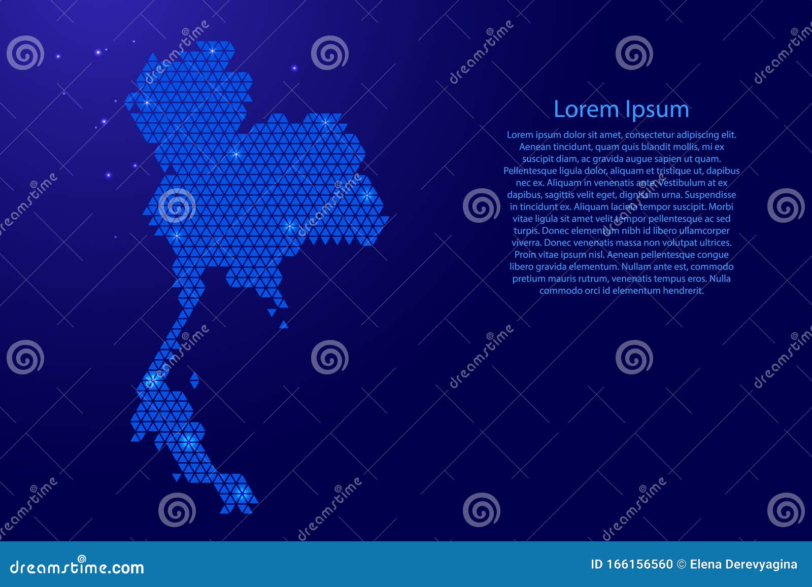 Thailand Map Abstract Schematic from Blue Triangles Repeating Pattern ...