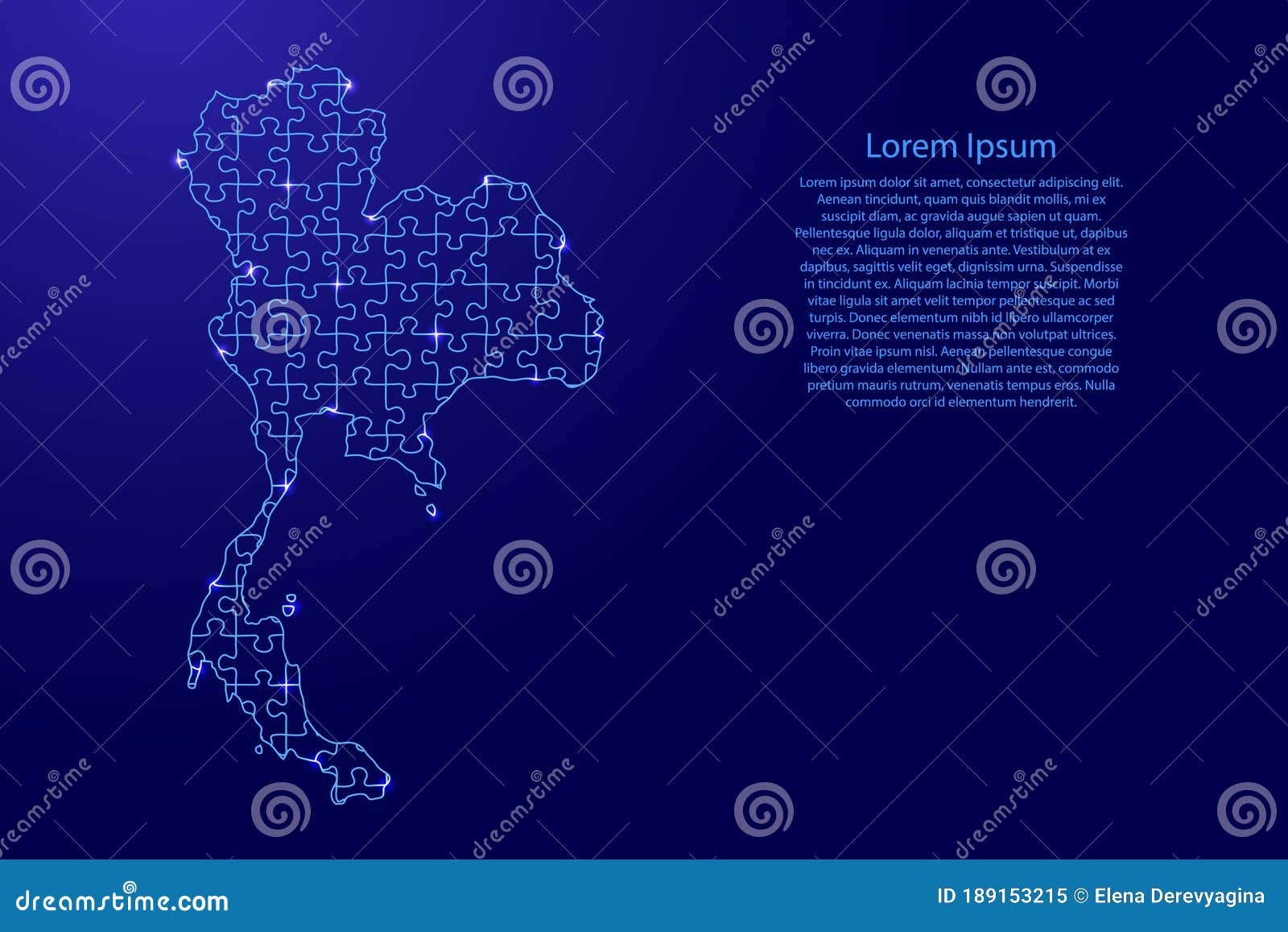 Thailand Map from Blue Pattern from Composed Puzzles and Glowing Space ...