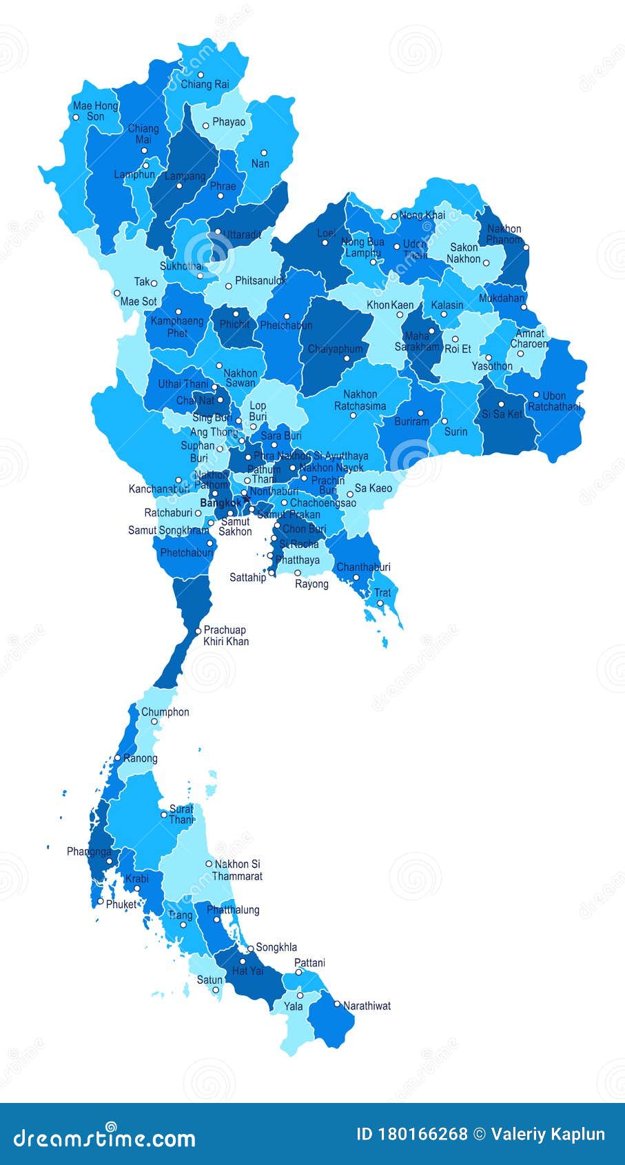 Thailand Map. Cities, Regions. Vector Stock Illustration - Illustration of blue, computer: 180166268