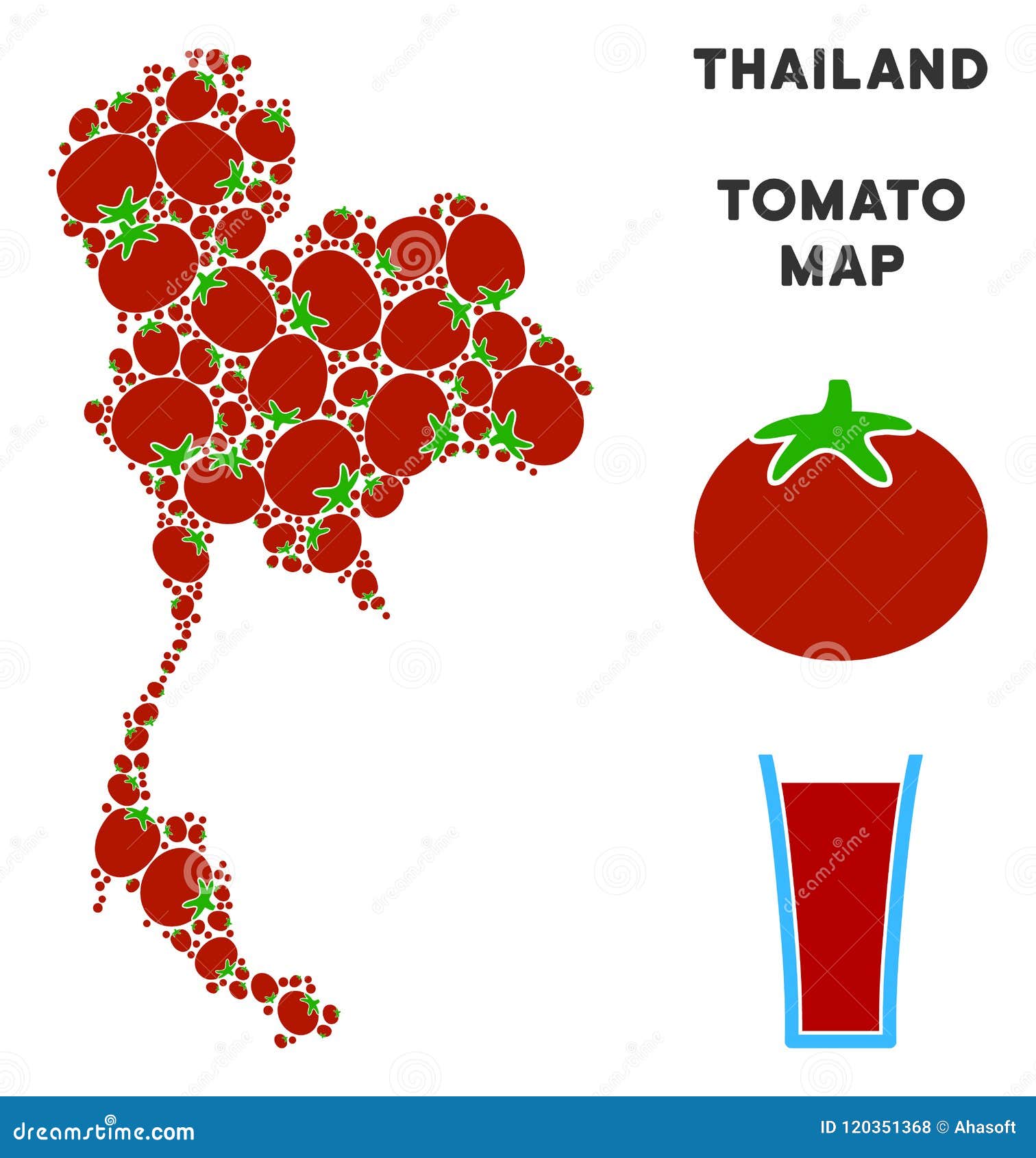 Thailand Map Composition of Tomato Stock Vector - Illustration of glass ...