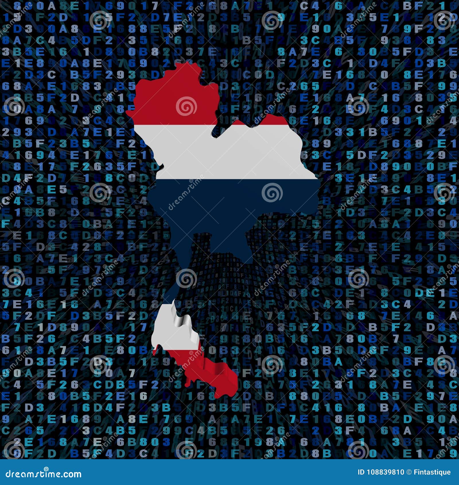 Thailand Map Flag on Hex Code Illustration Stock Illustration ...