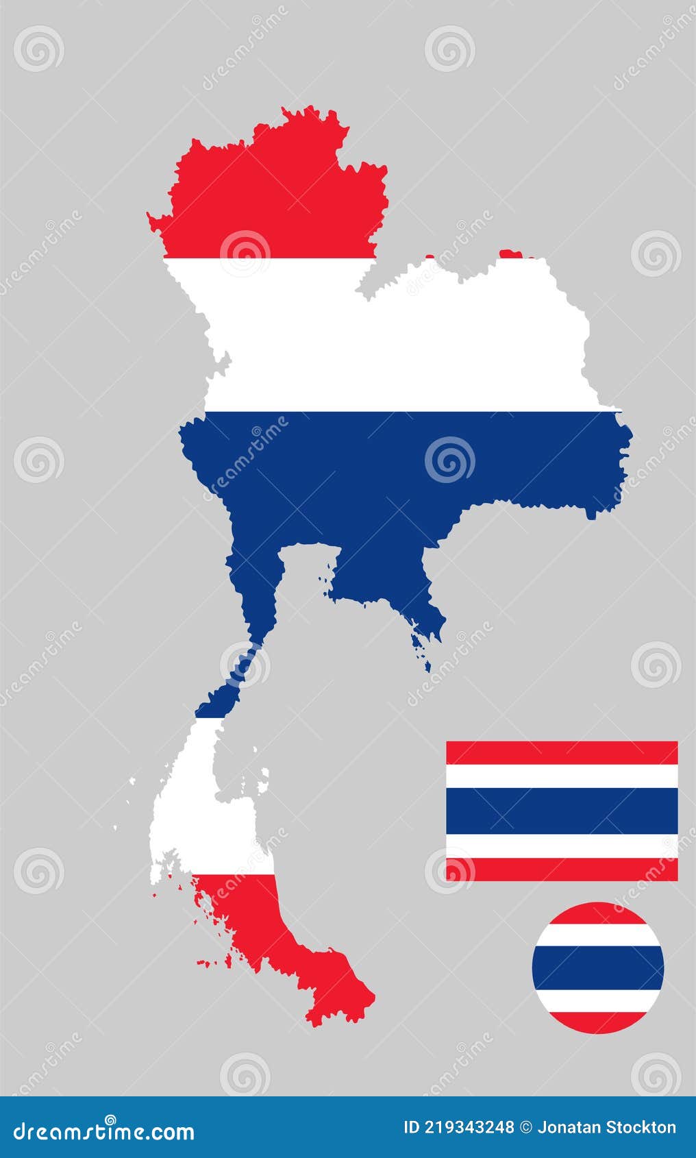 Thailand Map And Flag Vector Silhouette Illustration Isolated Stock