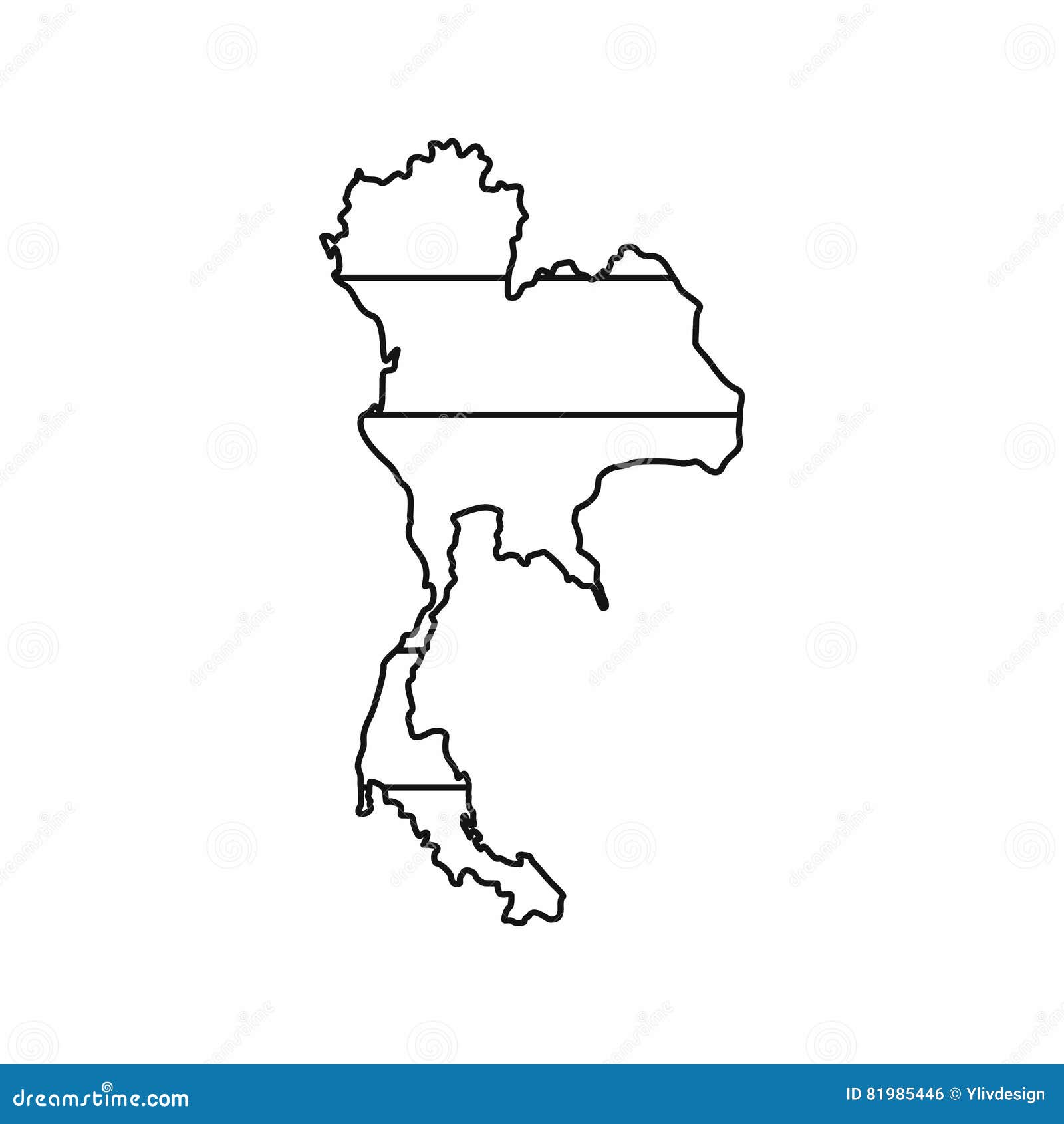 Thailand Map Icon, Outline Style Stock Vector - Illustration of east ...