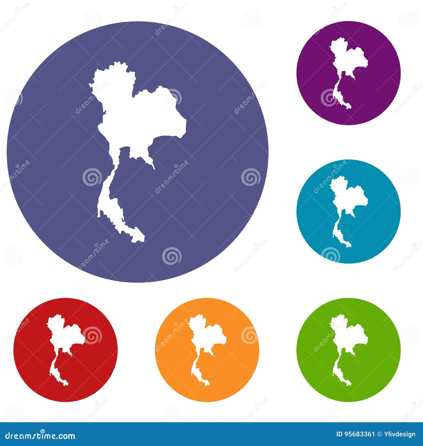 Thailand map icons set stock vector. Illustration of isolated - 95683361