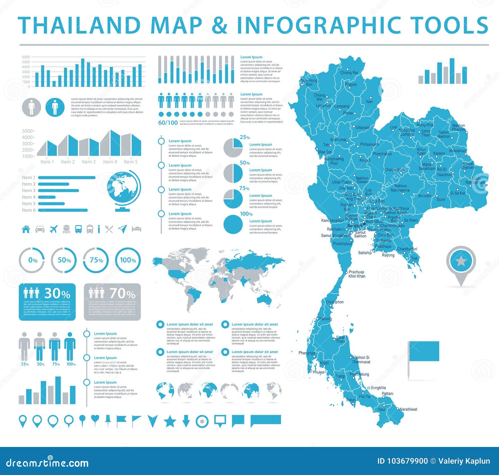 Thailand Map Info Graphics - Charts, Symbols, Elements And Icons ...