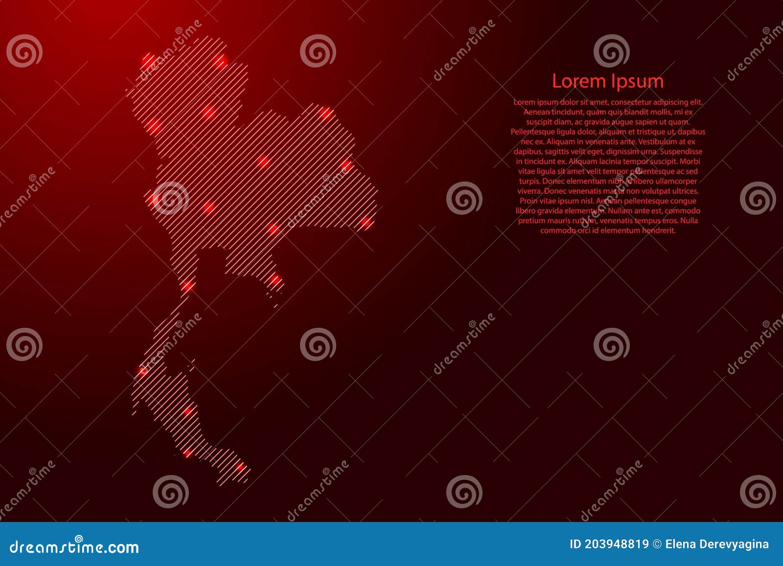 Thailand Map from Red Pattern Slanted Parallel Lines and Glowing Space ...
