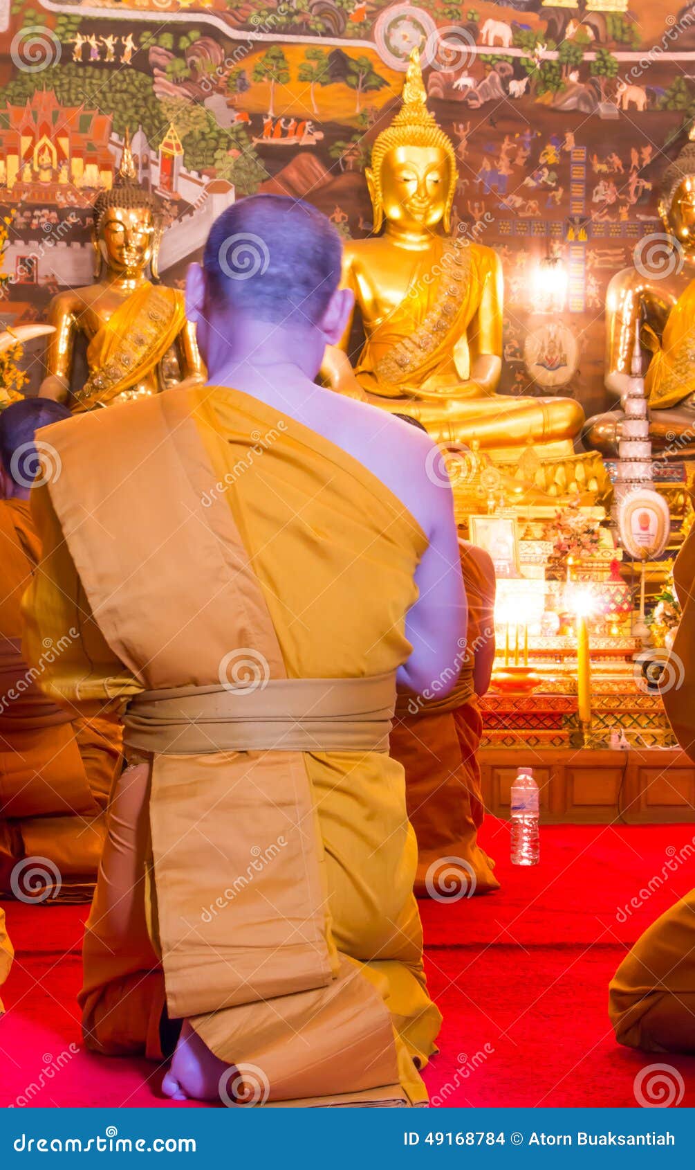Thailand monks chanting editorial stock image. Image of background ...