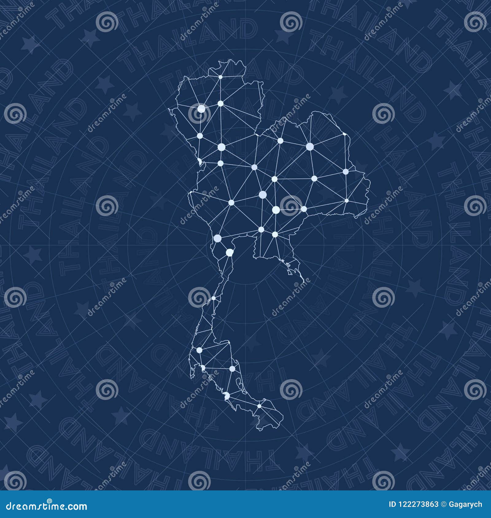 Thailand Network, Constellation Style Country Map. Stock Vector ...