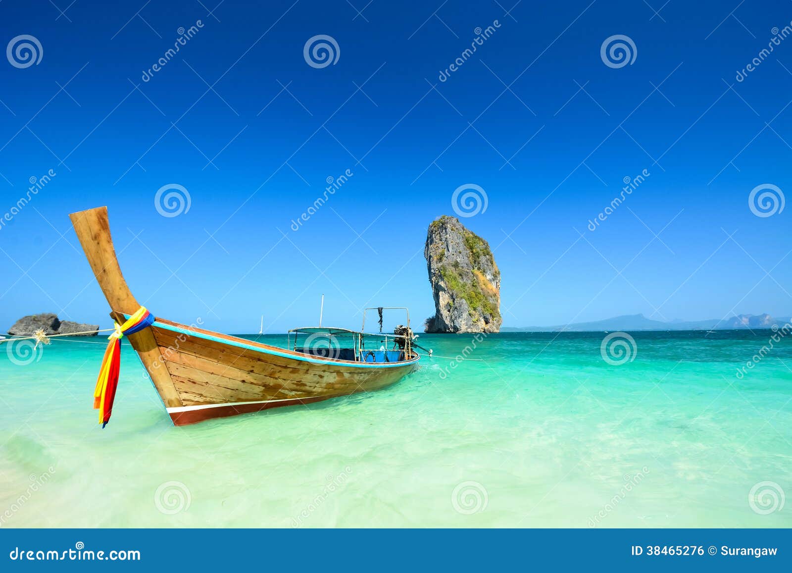 Thailand Ocean Landscape with Boat Stock Photo - Image of krabi, nature ...